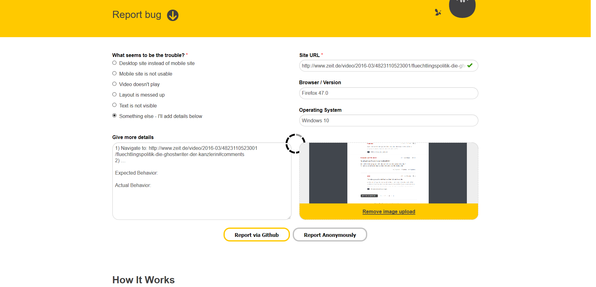 See Bug Description · Issue 2408 · Webcompatweb Bugs · Github 