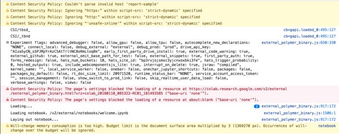 colab.research.google.com - error messages and console CSP issues · Issue #13250 · webcompat/web ...
