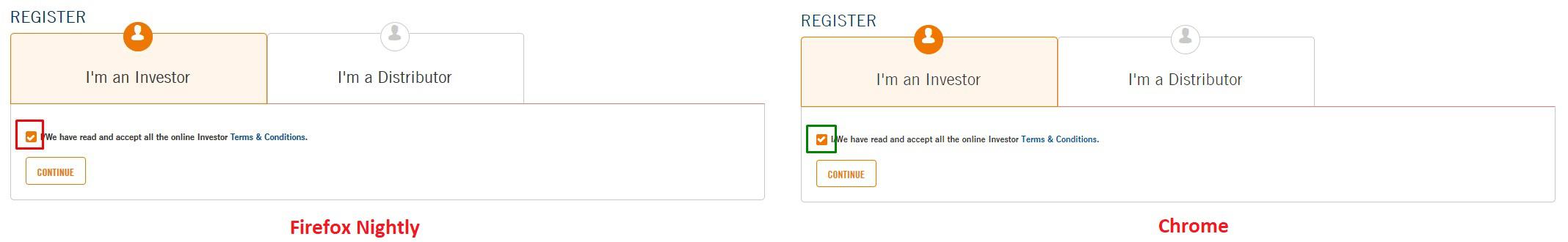 Check Mark Is Displayed Misaligned For “terms And Conditions 