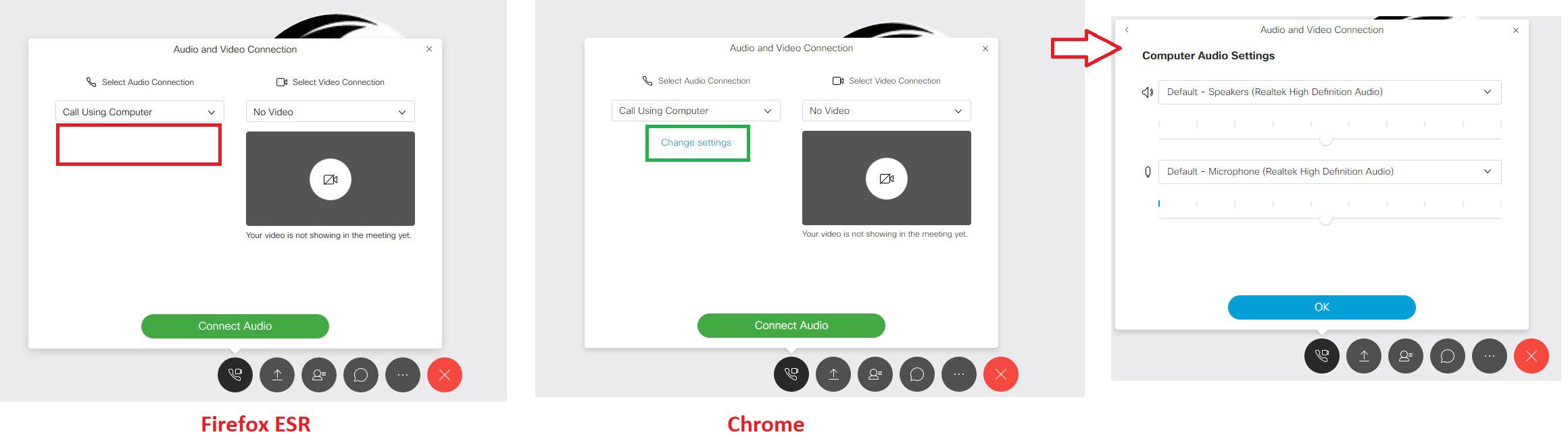 firefox.webex.com - Missing “Change Setting” button for “Audio Connection” section · Issue ...