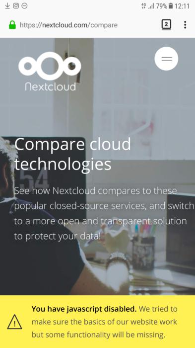 nextcloud.com - design is broken · Issue #17430 · webcompat/web-bugs · GitHub