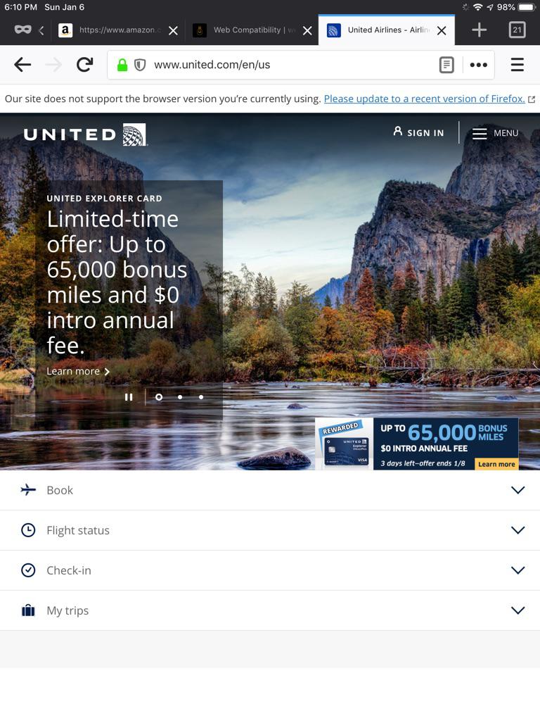 united.com - Firefox ios unsupported banner · Issue #23883 · webcompat ...