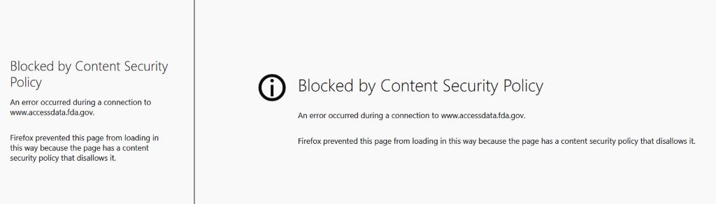 www.accessdata.fda.gov - "Blocked by Content Security Policy" error ...