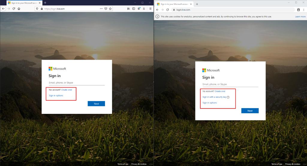 login.live.com - The "Sign in with a security key" option is missing ...