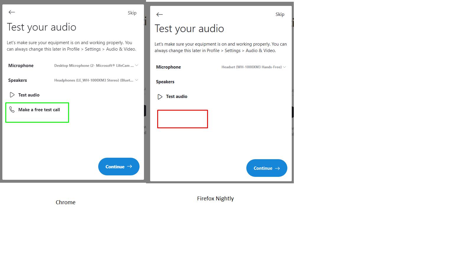 web.skype.com - The "Make a free test call" option is missing · Issue ...