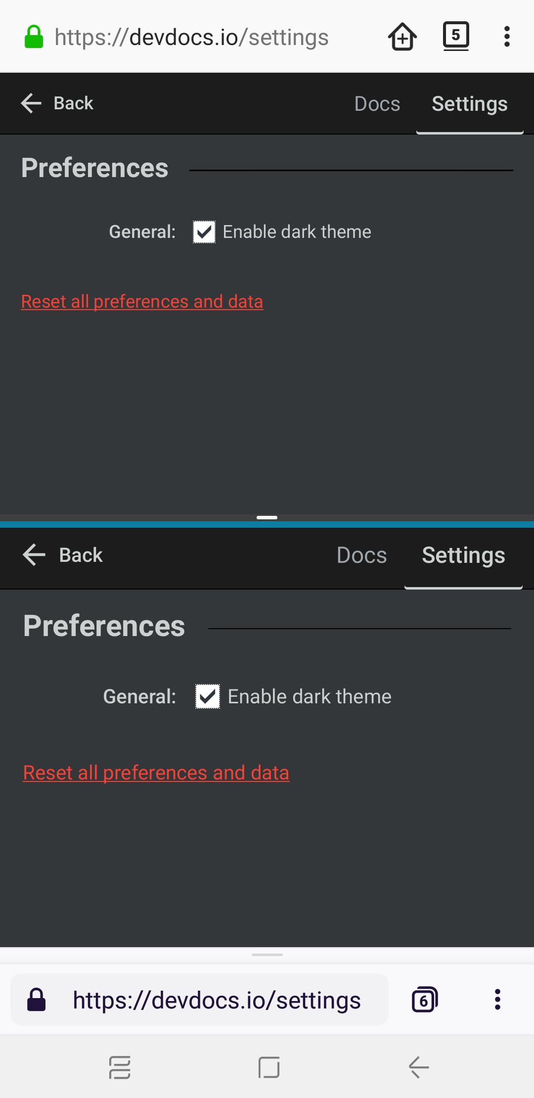 devdocs.io - The preferences (eg. dark mode) doesn't get saved · Issue ...