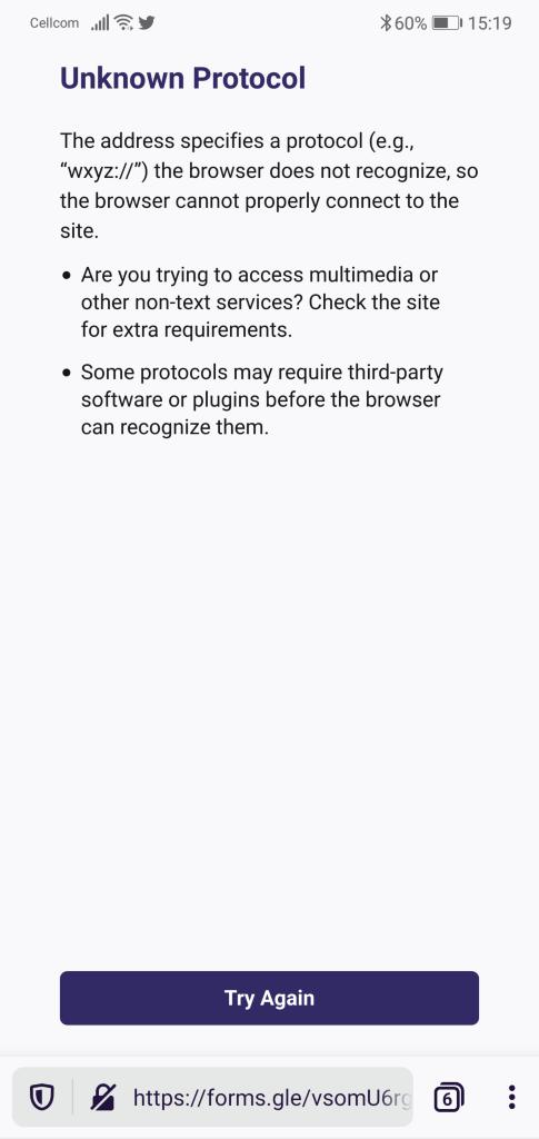 forms.gle - An "Unknown Protocol" error message is displayed · Issue #47533 · webcompat/web-bugs ...