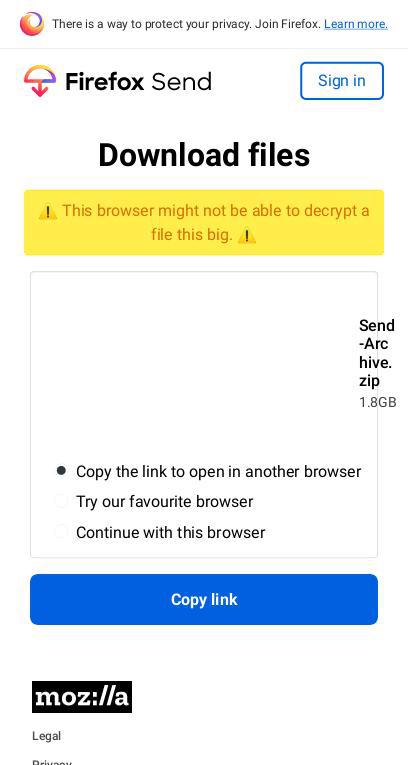 send.firefox.com - site is not usable · Issue #51418 · webcompat/web-bugs · GitHub