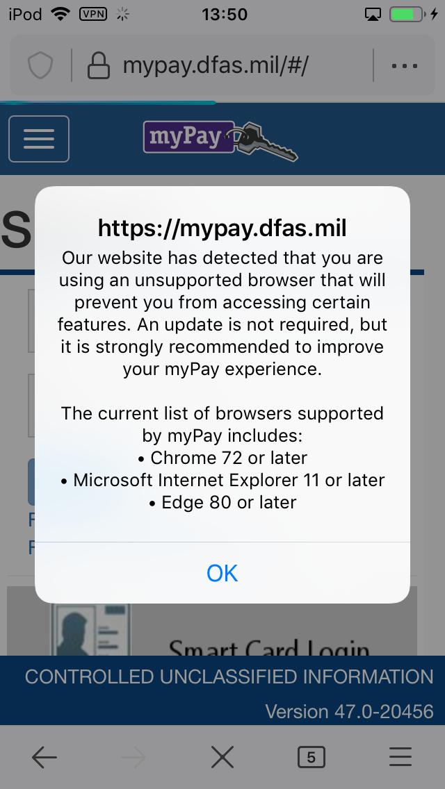mypay.dfas.mil - Firefox is unsupported browser · Issue #78557 · webcompat/web-bugs · GitHub