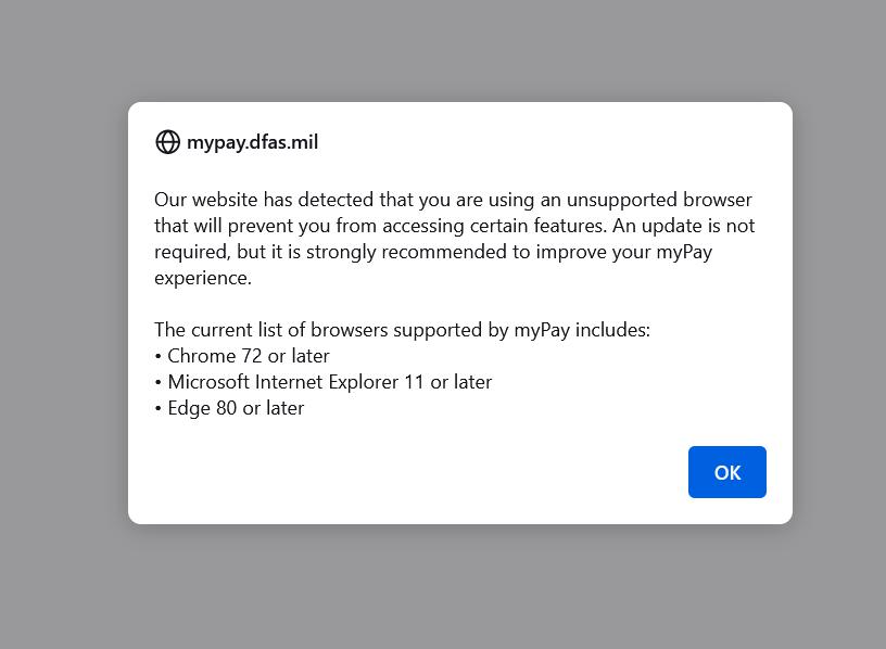 mypay.dfas.mil - site is not usable · Issue #100368 · webcompat/web-bugs · GitHub