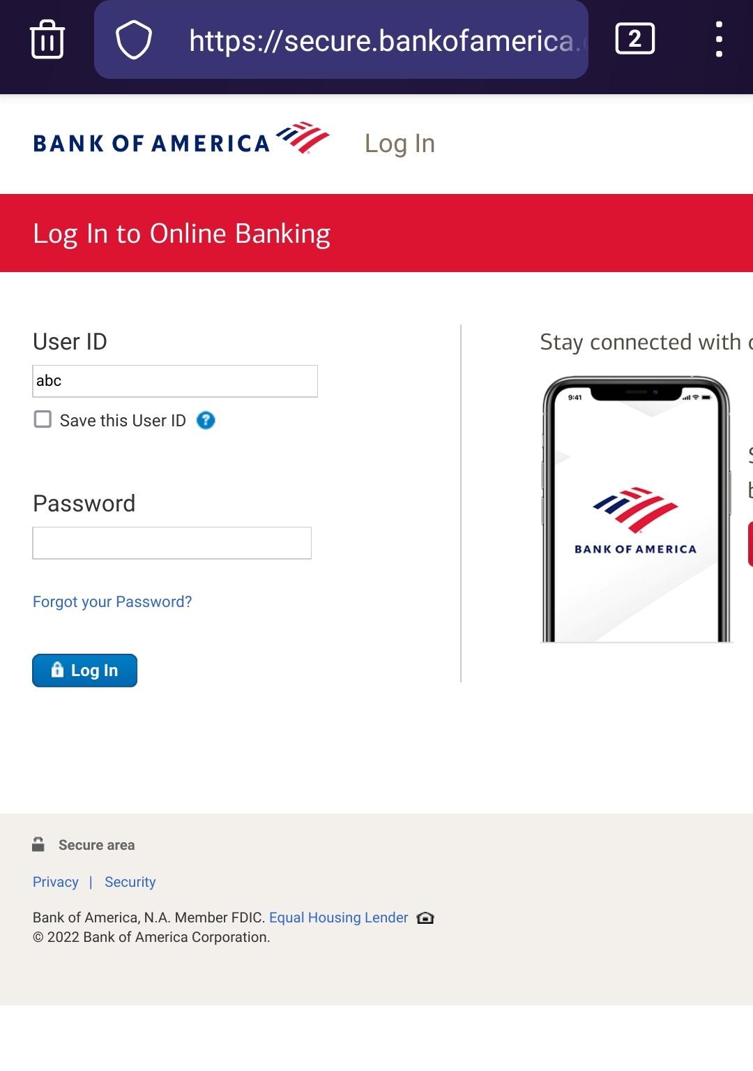 secure.bankofamerica.com - site is not usable · Issue #107418 · webcompat/web-bugs · GitHub