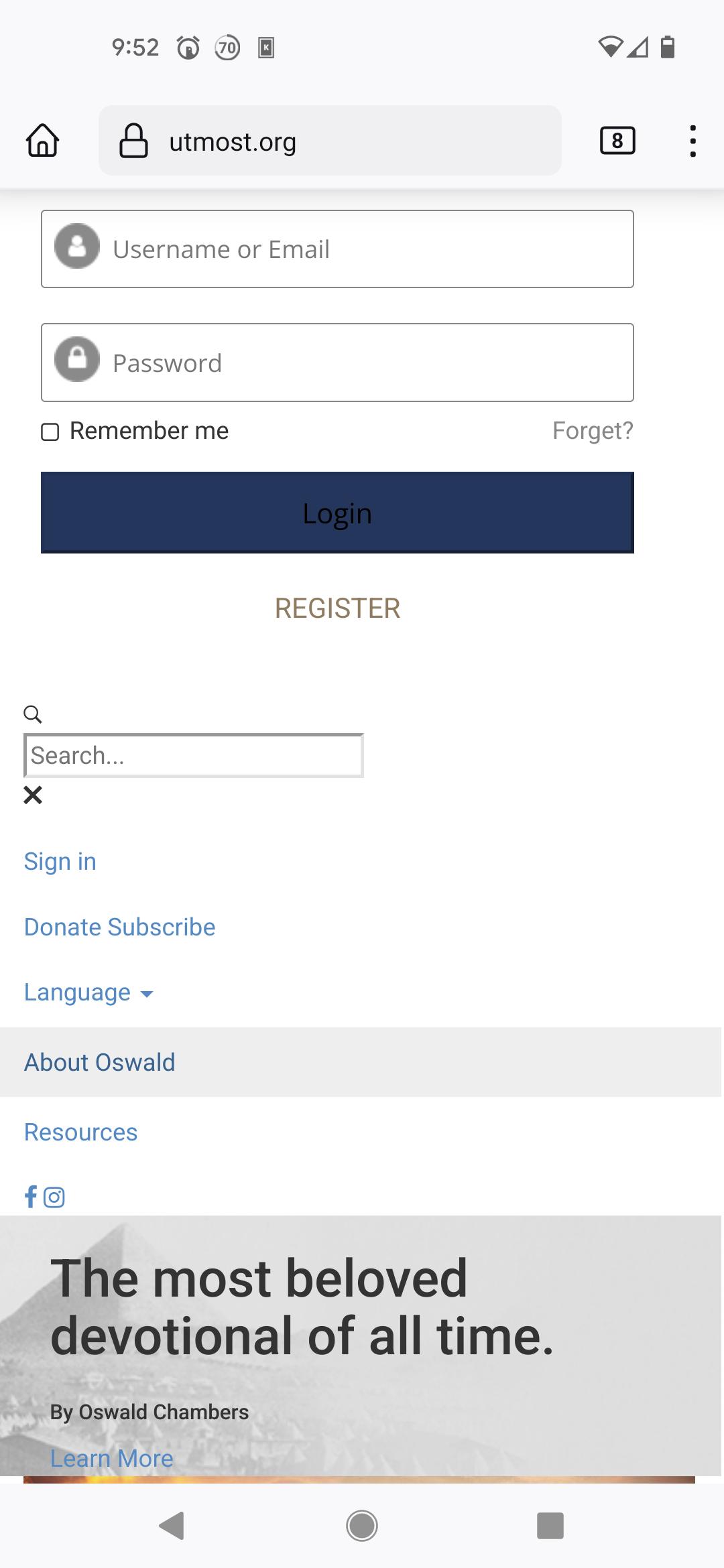 utmost.org - desktop site instead of mobile site · Issue #109762 · webcompat/web-bugs · GitHub