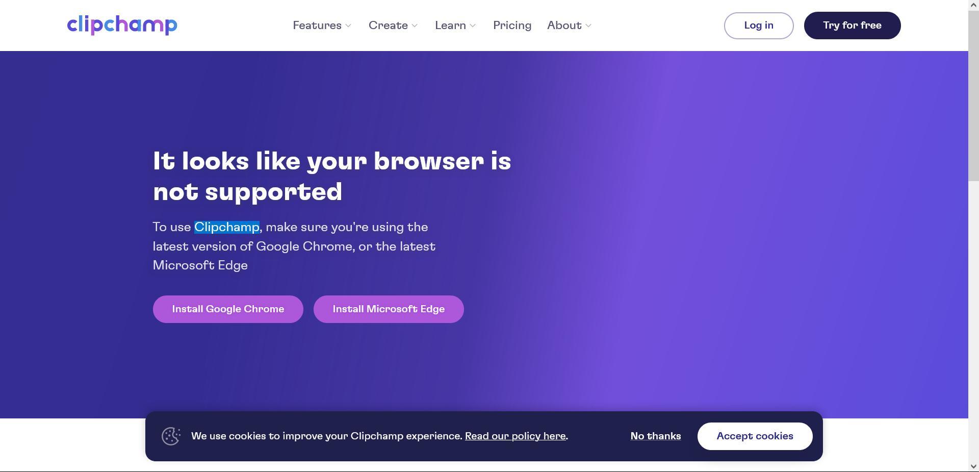 clipchamp.com - site is not usable · Issue #111226 · webcompat/web-bugs · GitHub