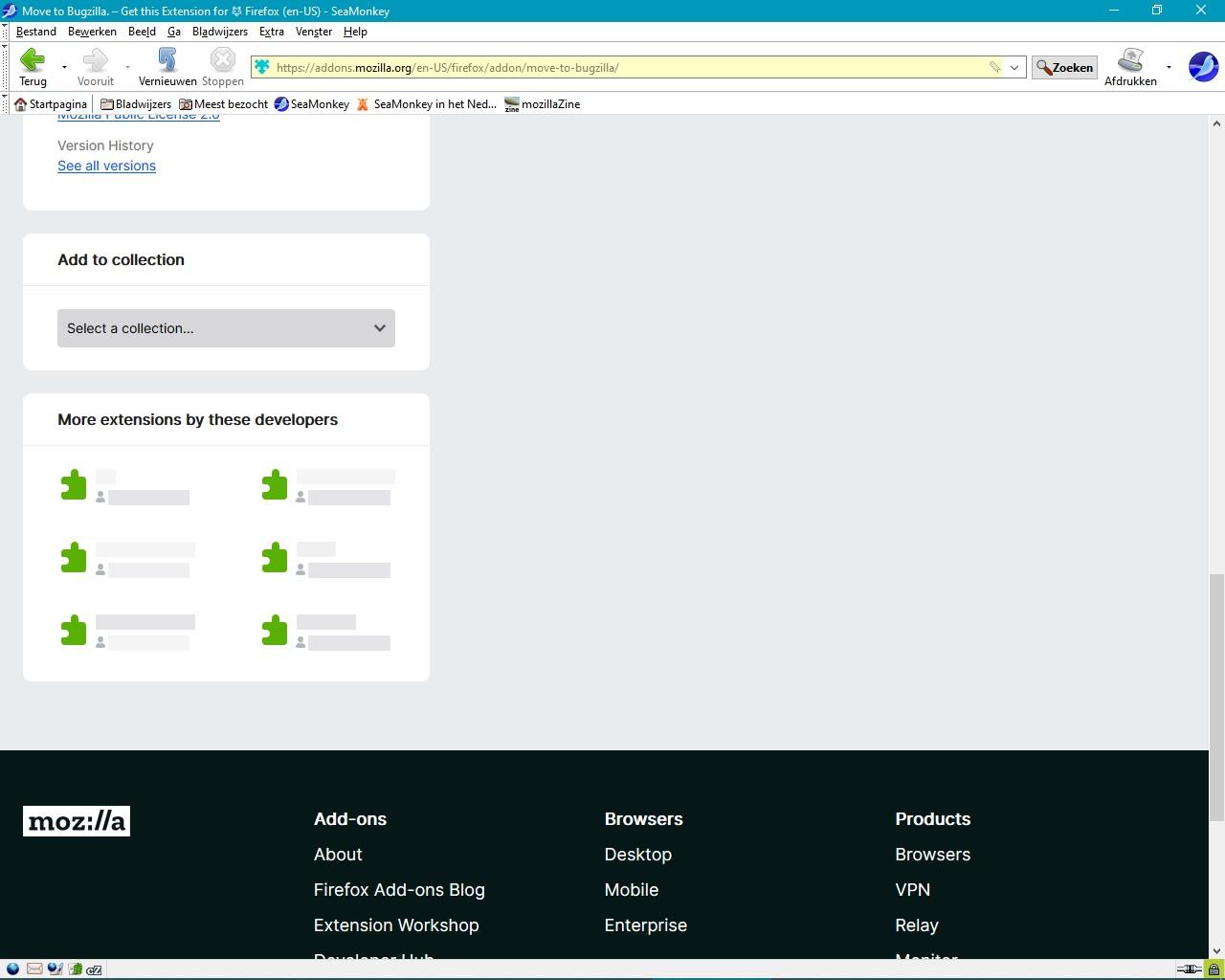 addons.mozilla.org - "More extensions by these developers" section fails to load correctly ...