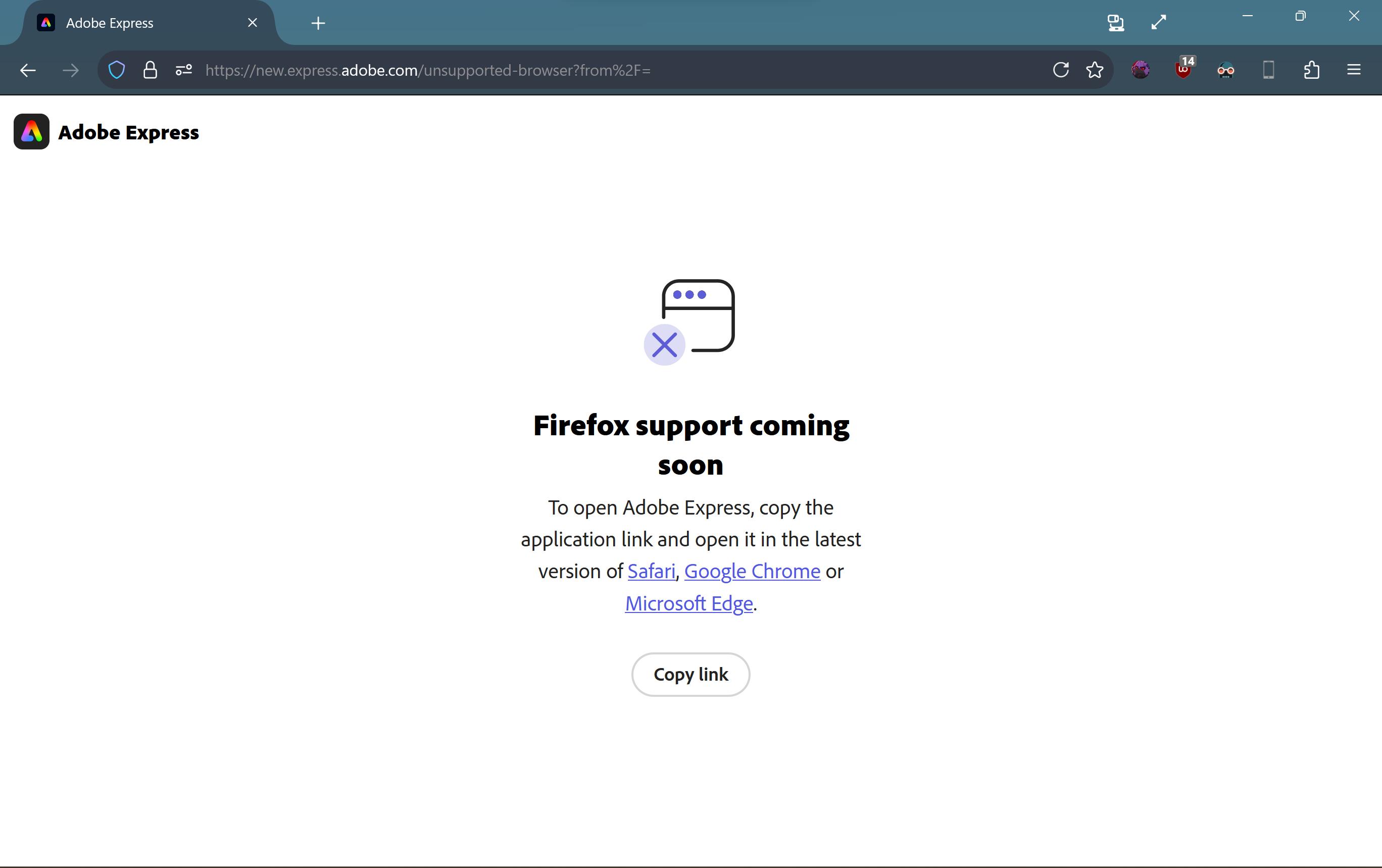 new.express.adobe.com - site is not usable · Issue #128068 · webcompat/web-bugs · GitHub