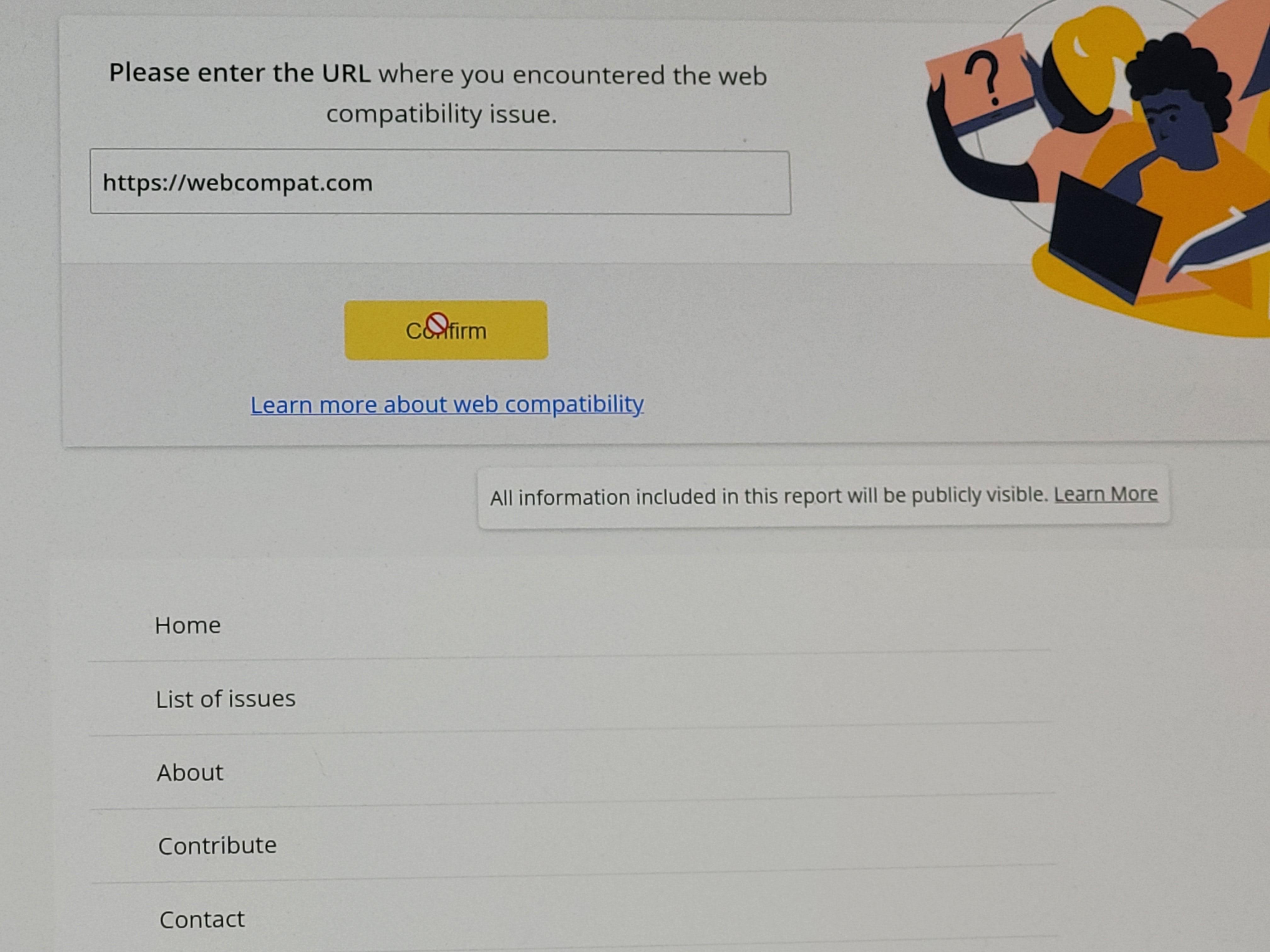 webcompat.com - site is not usable · Issue #121449 · webcompat/web-bugs · GitHub