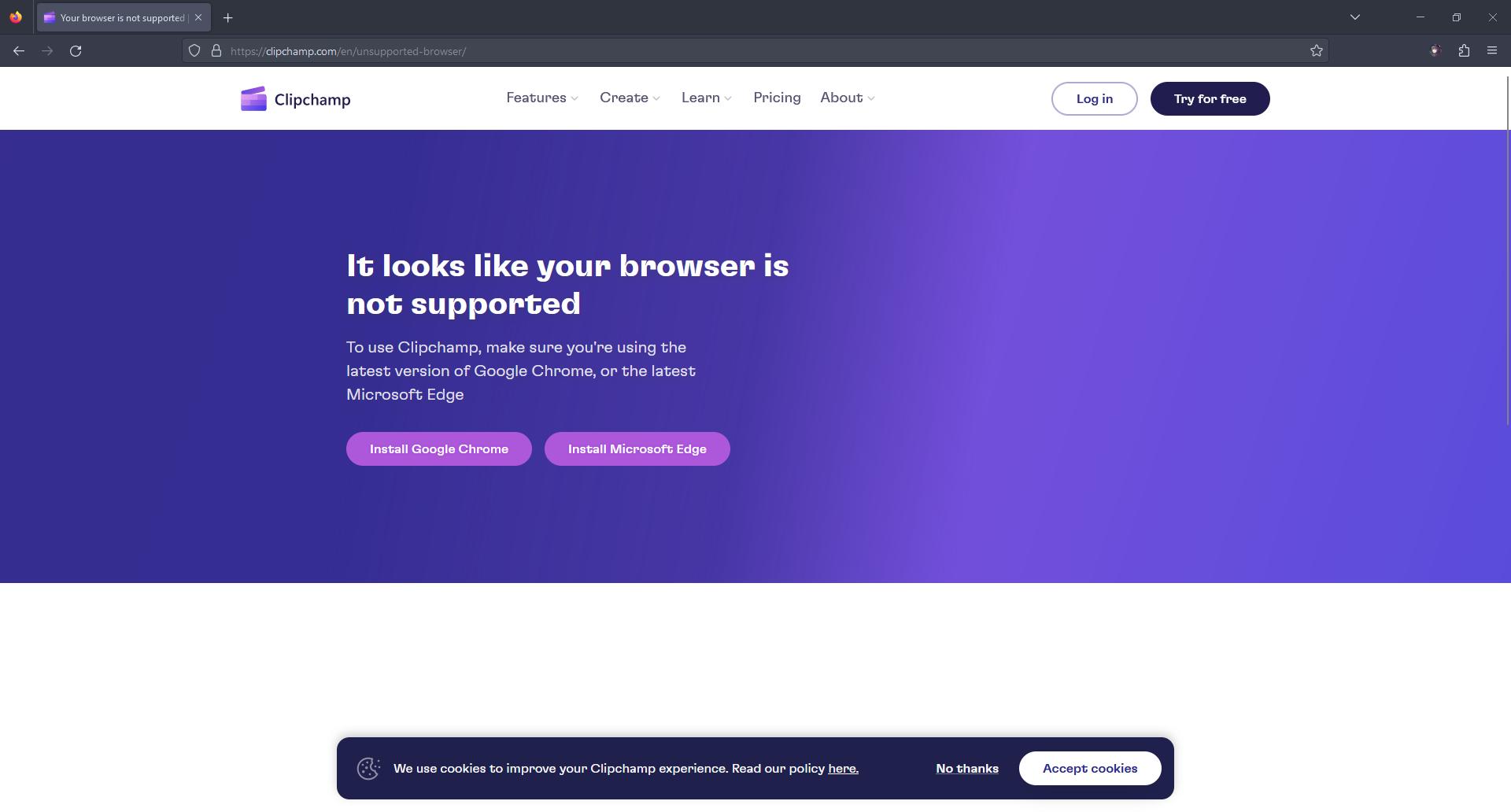 clipchamp.com - site is not usable · Issue #122942 · webcompat/web-bugs · GitHub