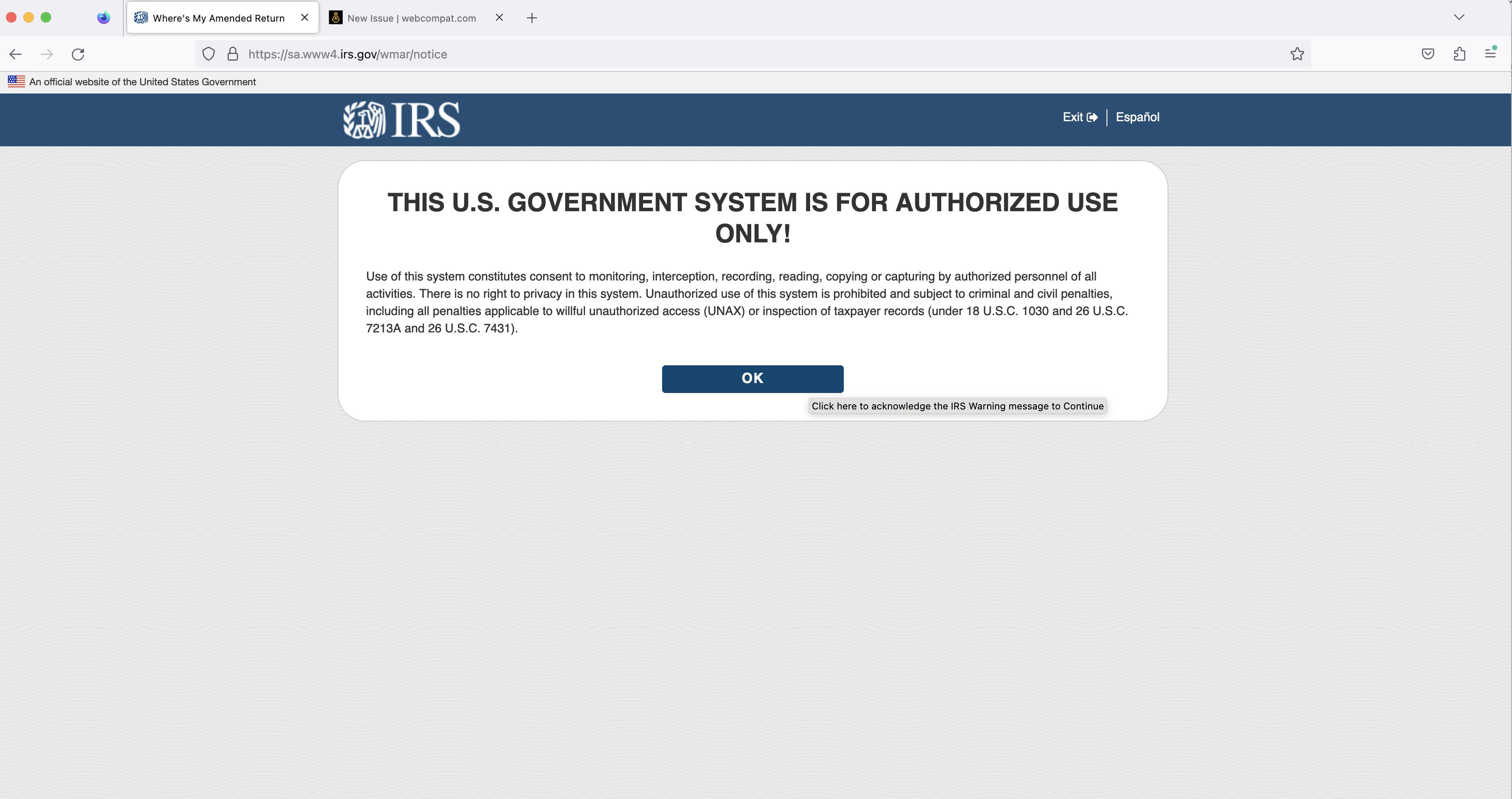 sa.www4.irs.gov - site is not usable · Issue #125229 · webcompat/web-bugs · GitHub